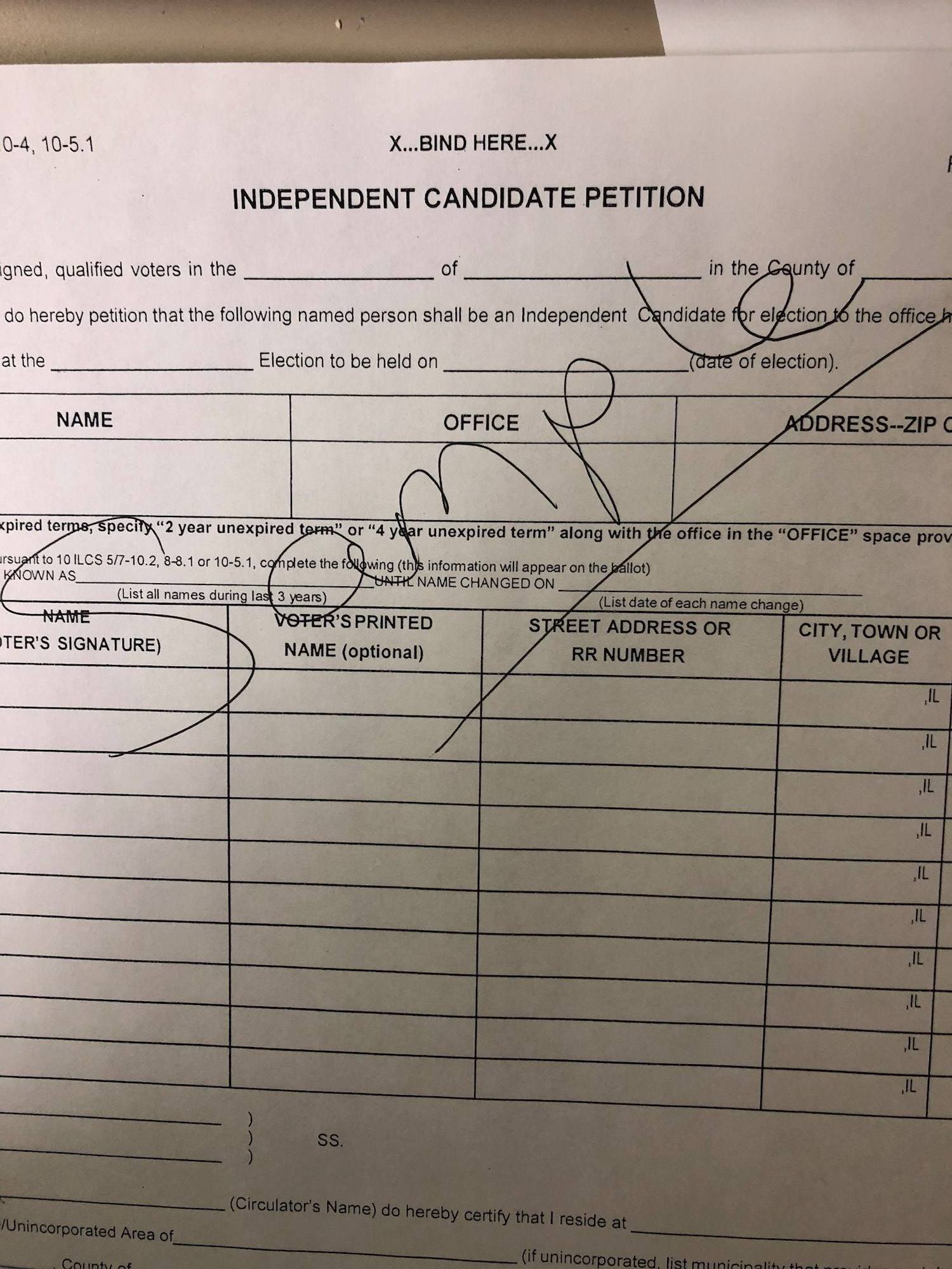 Independent Candidate Petition - The Village of Sheffield